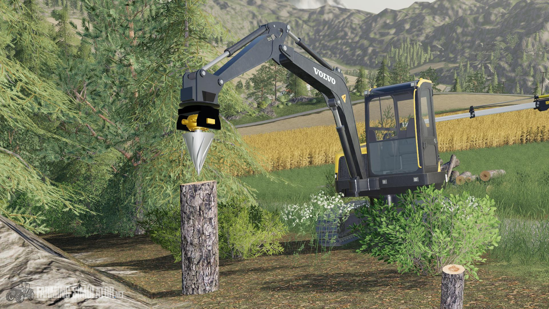 Cone Stump Cutter For Volvo ECR-80 v 1.0 - FS19 Implements & Tools