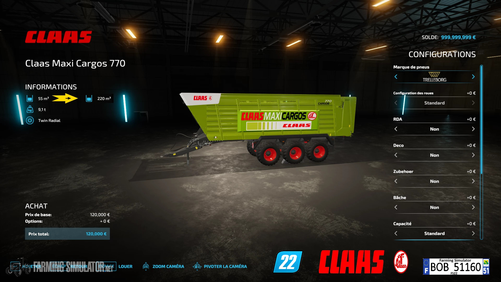 FS22 ClaasMaxiCargos 770 By BOB51160 v 1.0 - Farming Simulator 22 Mods